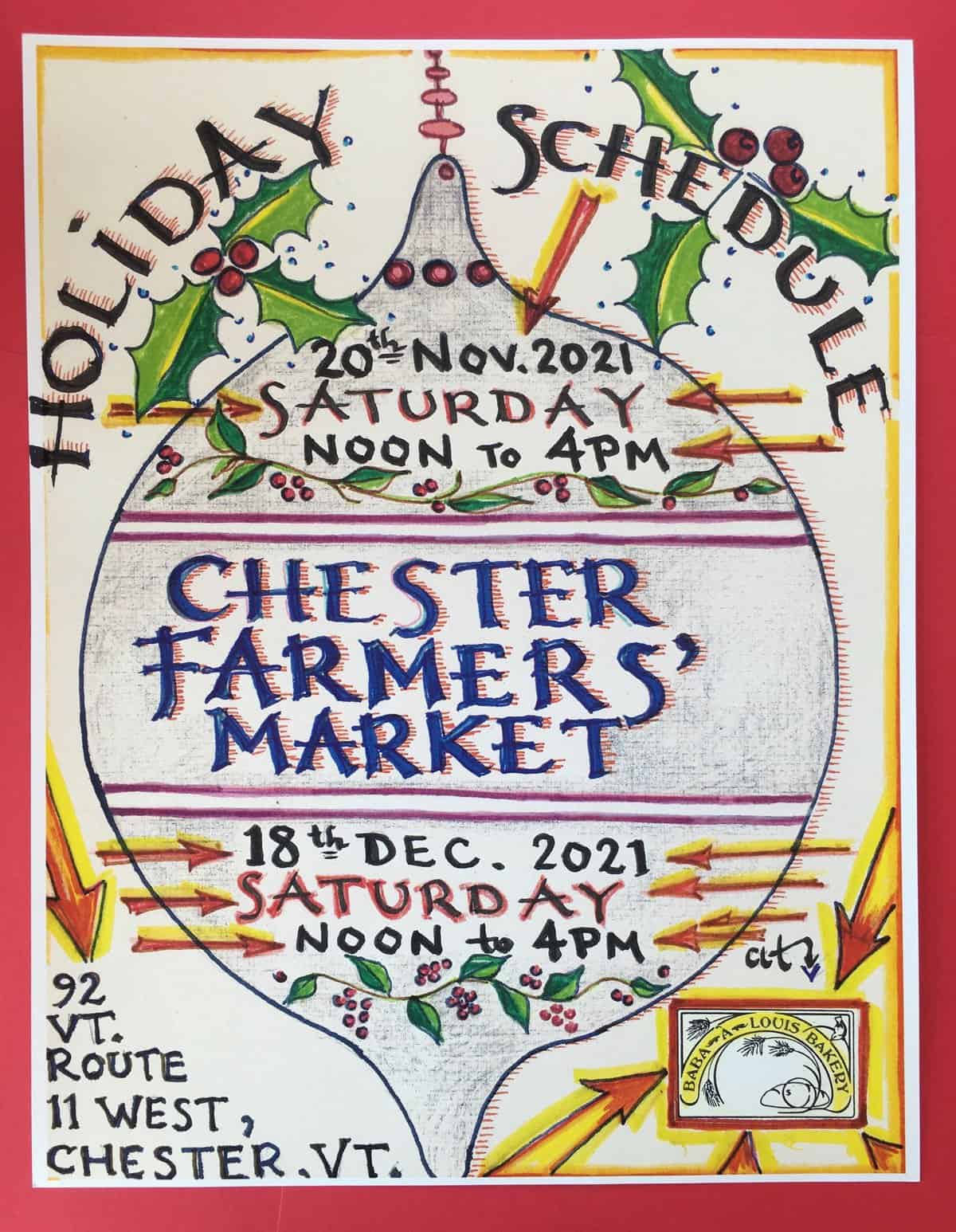 Chester Holiday Markets 2021 Poster - The Vermont Journal & The Shopper