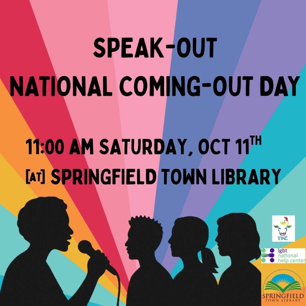 Speak Out for National Coming Out Day at Springfield Town Library - The ...